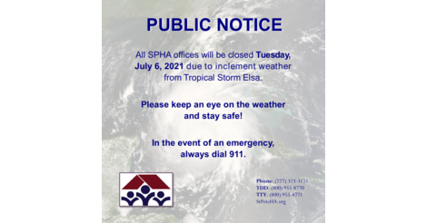 PUBLIC NOTICE - Offices closed due to Tropical Storm Elsa (07/05/2021 ...
